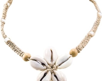 Bluerica Cowrie Shells Flower on Tiger Nassa & Puka Shell Beads ...
