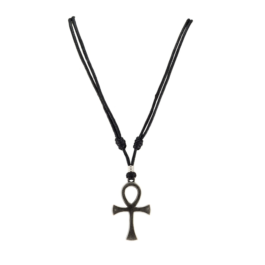 Bluerica Ankh Cross of Life Pendant on Adjustable Black Cord Necklace ...