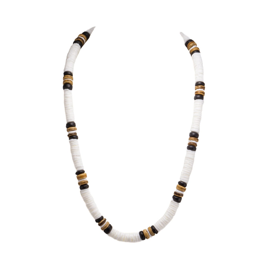 Bluerica Puka Shell Beads and Coconut Shell Beads Necklace - Etsy