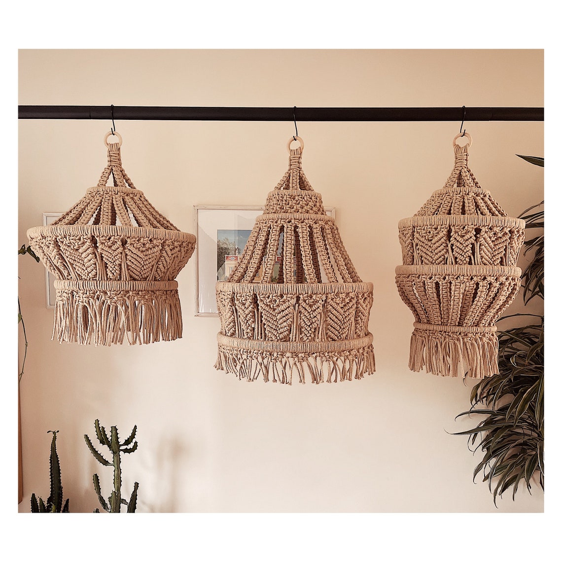 Macrame Chandelier, Macrame Lantern, Bohemian Chandelier, Macrame ...