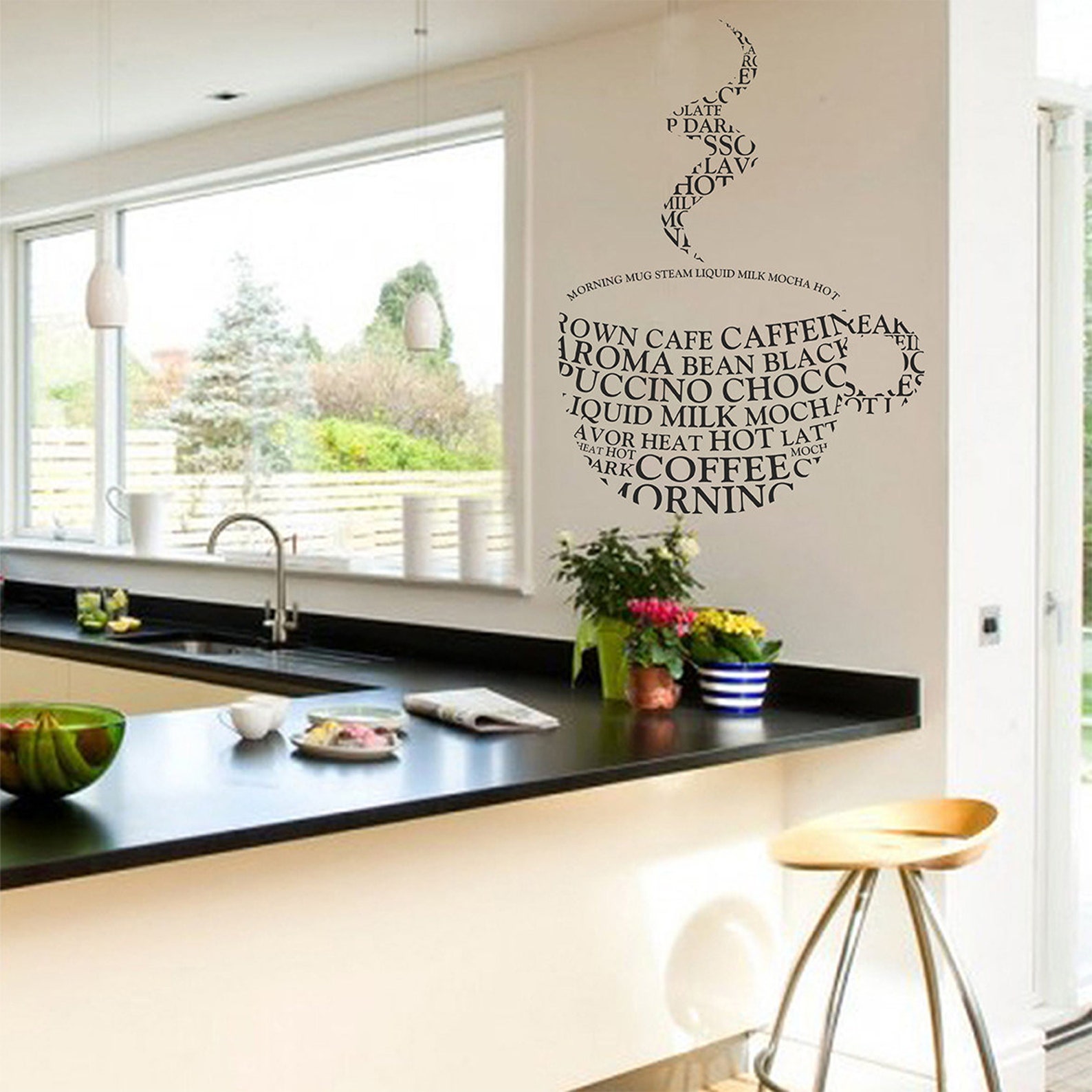 Cup of Coffee Wall Decal Coffee Wall Decal Words Wall Decal - Etsy