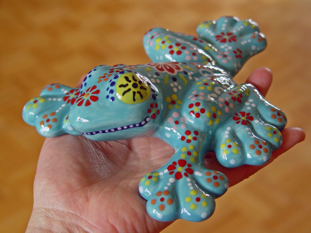 Hand-painted Blue Floral Ceramic Frog (wall Art) - Etsy