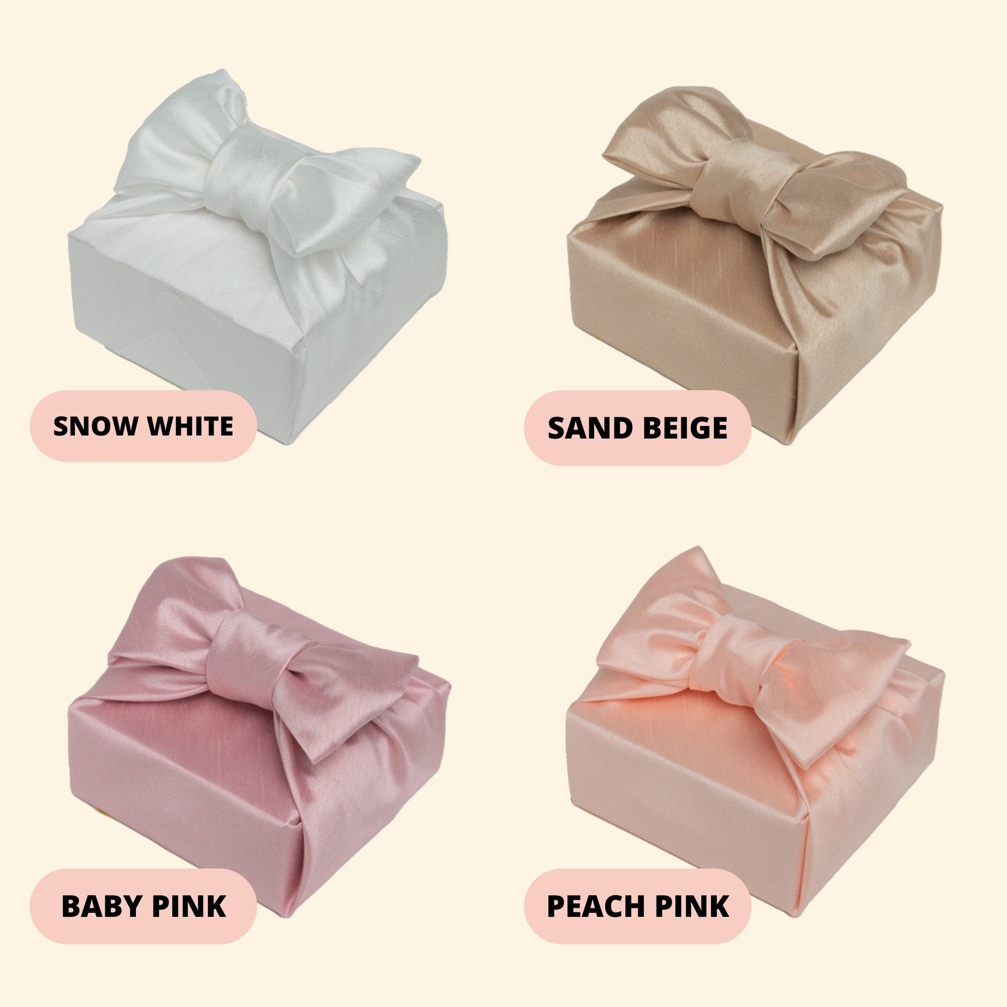 Premium Silky Pink Wrapping Cloth Reusable Fabric Gift Wrap Bojagi ...