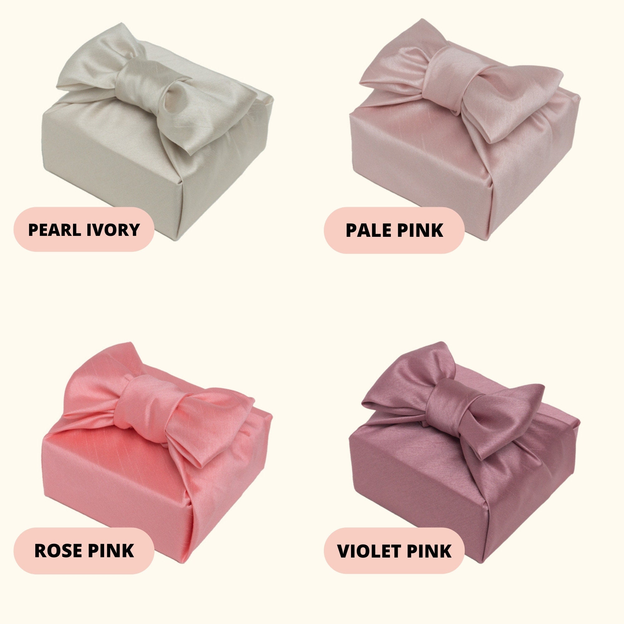 Premium Silky Pink Wrapping Cloth Reusable Fabric Gift Wrap Bojagi ...