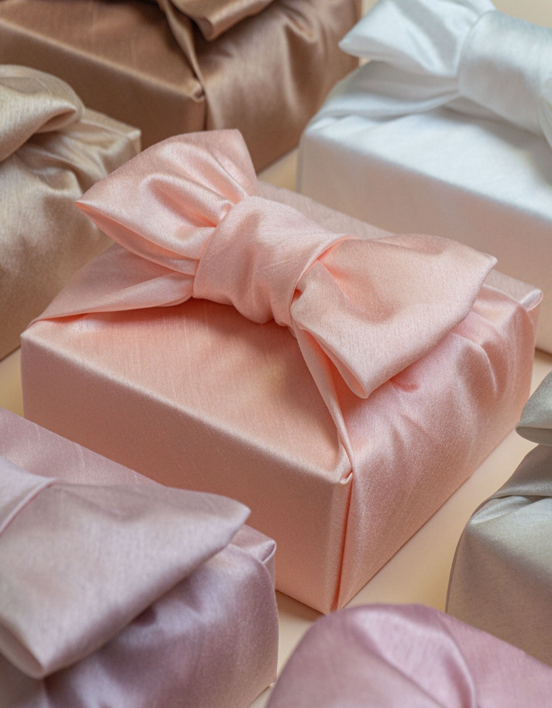 Premium Silky Pink Wrapping Cloth Reusable Fabric Gift Wrap Bojagi ...