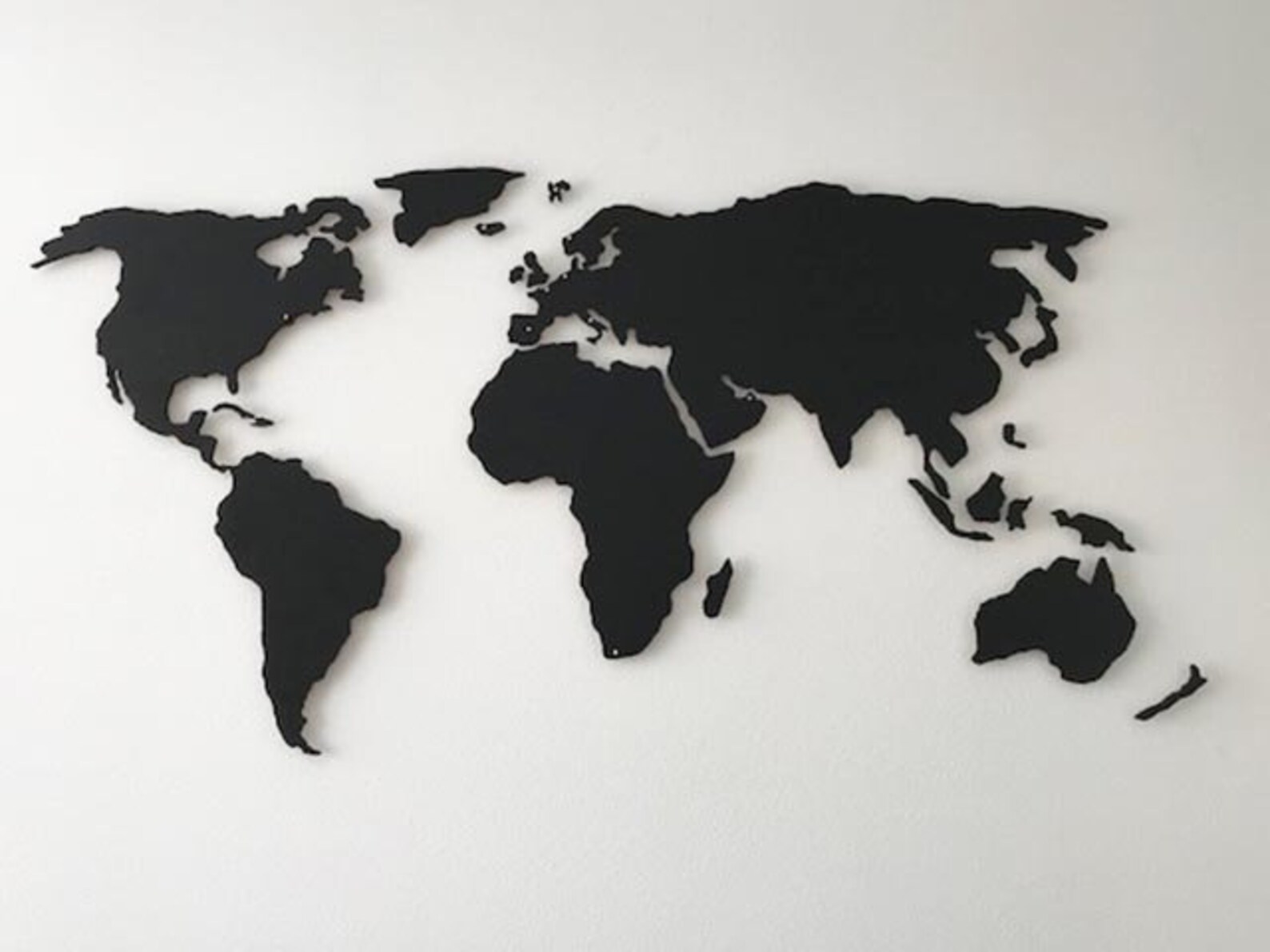 XXL Magnetic Wooden 3D World Map, Floating on the Wall, in Black and ...