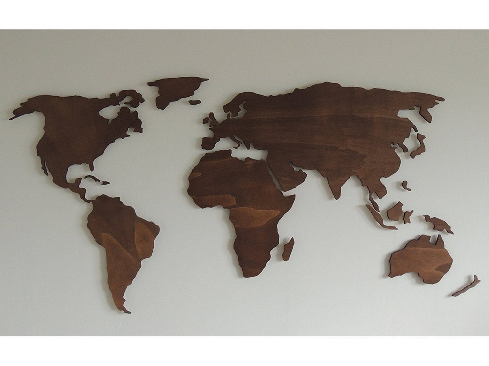 3D Wooden World Map XL, Floating on the Wall Wooden Wall Decoration in ...