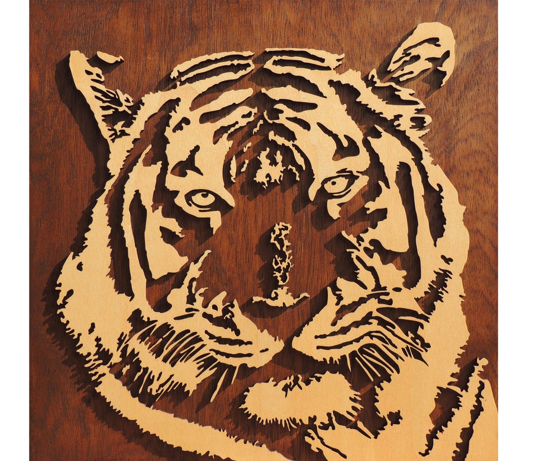 3D Tiger, Laser Cut Wooden Wall Decoration - Etsy