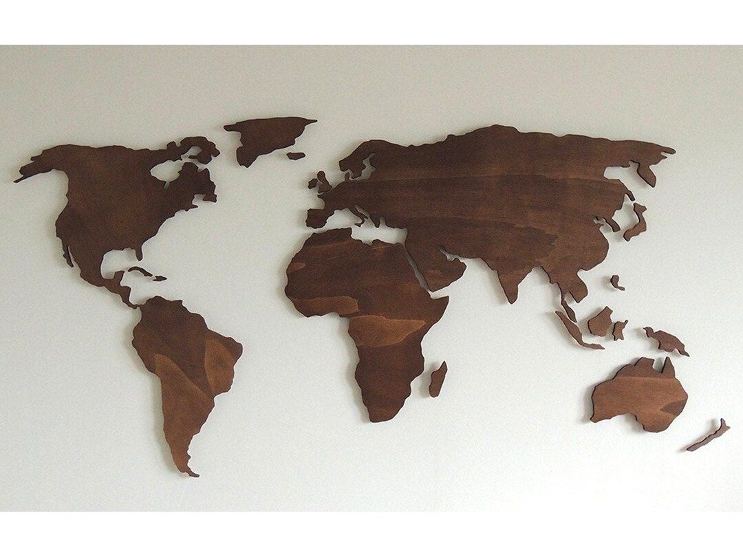 3D Wooden World Map XL, Floating on the Wall - Wooden Wall Decoration ...