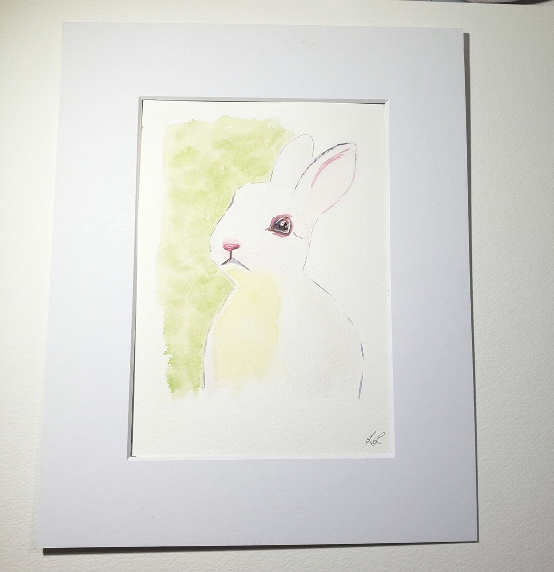 White Rabbit Watercolor Painting Handpainted Rabbit Animal Art Original ...