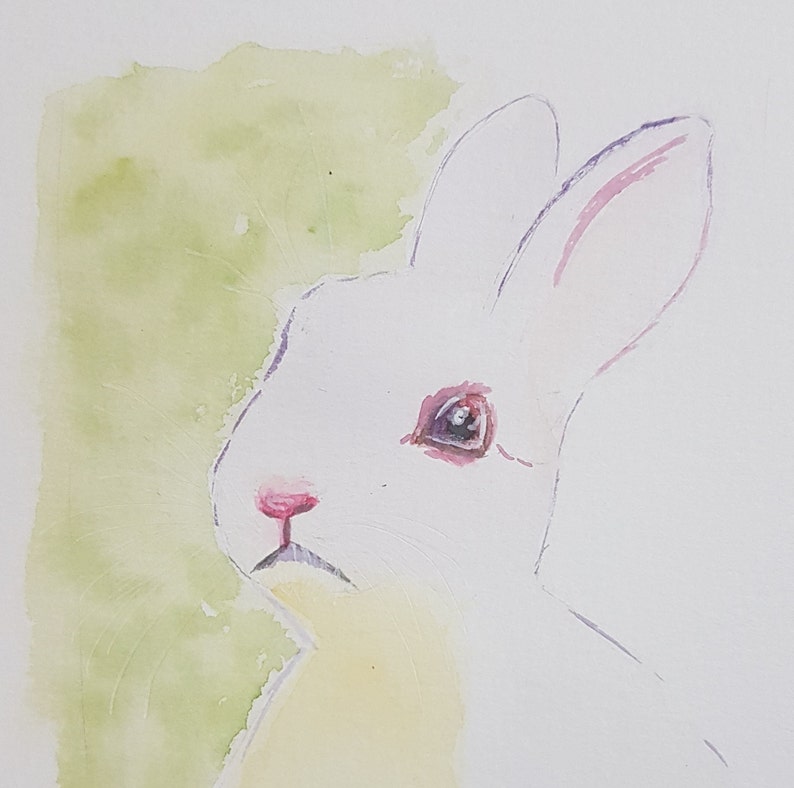 White Rabbit Watercolor Painting Handpainted Rabbit Animal Art Original ...