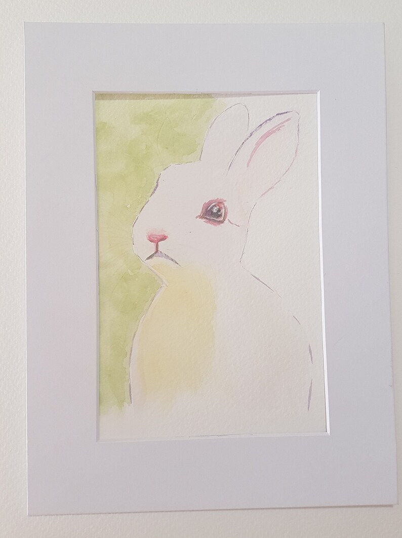 White Rabbit Watercolor Painting Handpainted Rabbit Animal Art Original ...