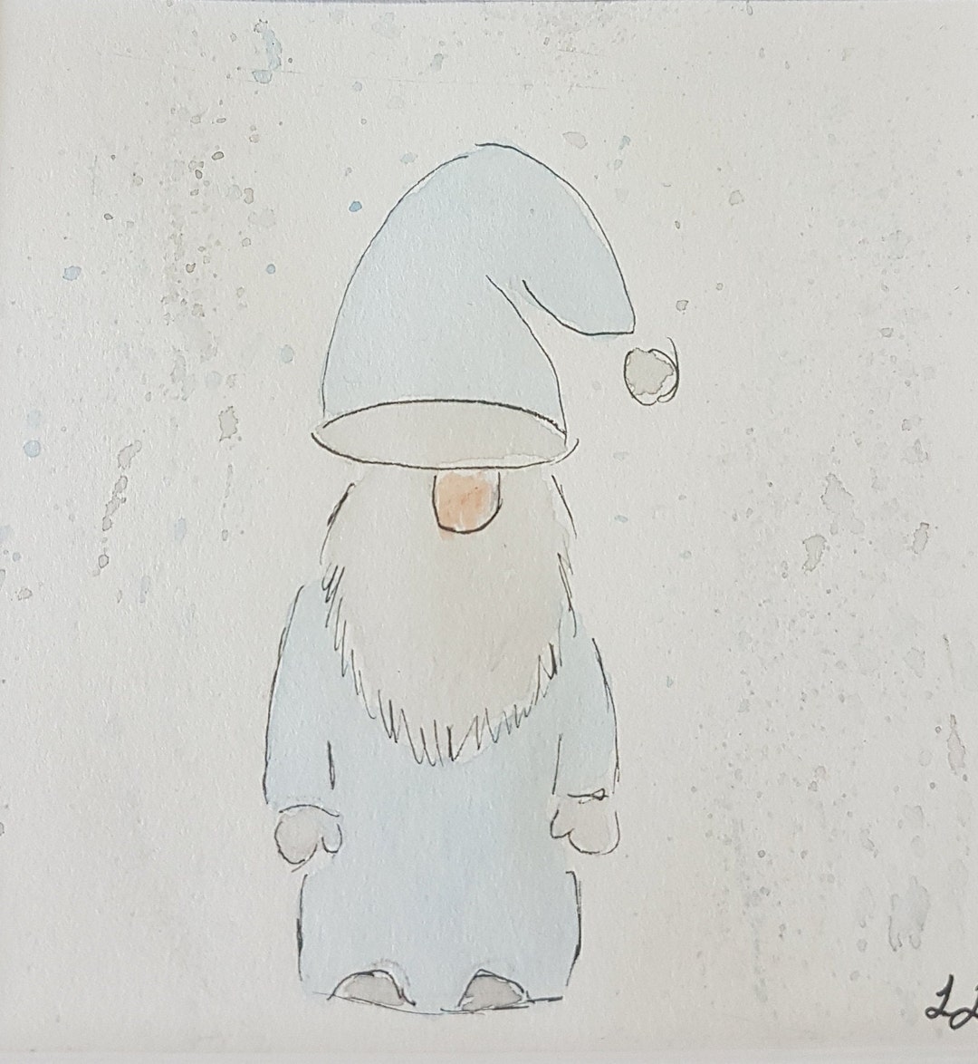 Gonk Illustration Gonk Watercolor Painting Original Hand-painted Gnome ...