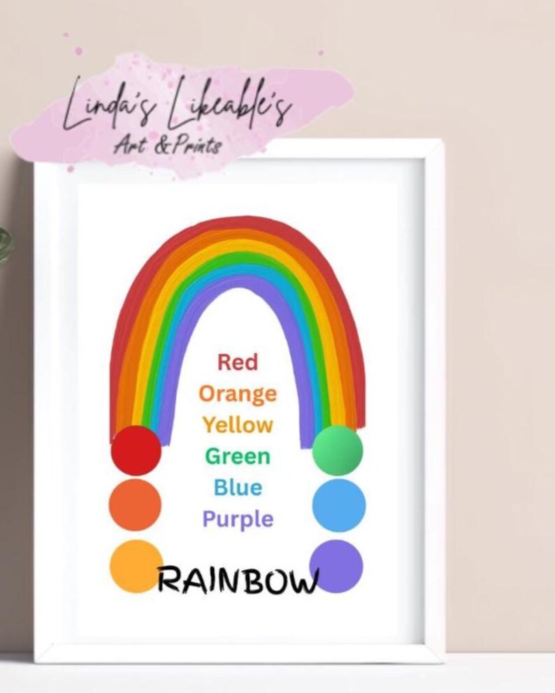 Rainbow Color Chart Print | Montessori Nursery Decor (digital Download ...