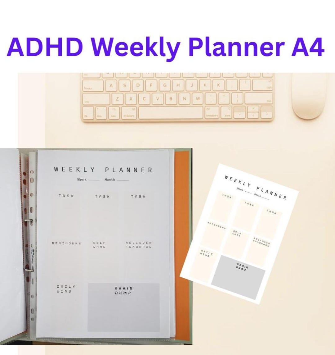 ADHD Weekly Planner Printable, Minimal Focus Planner PDF, Simple ...