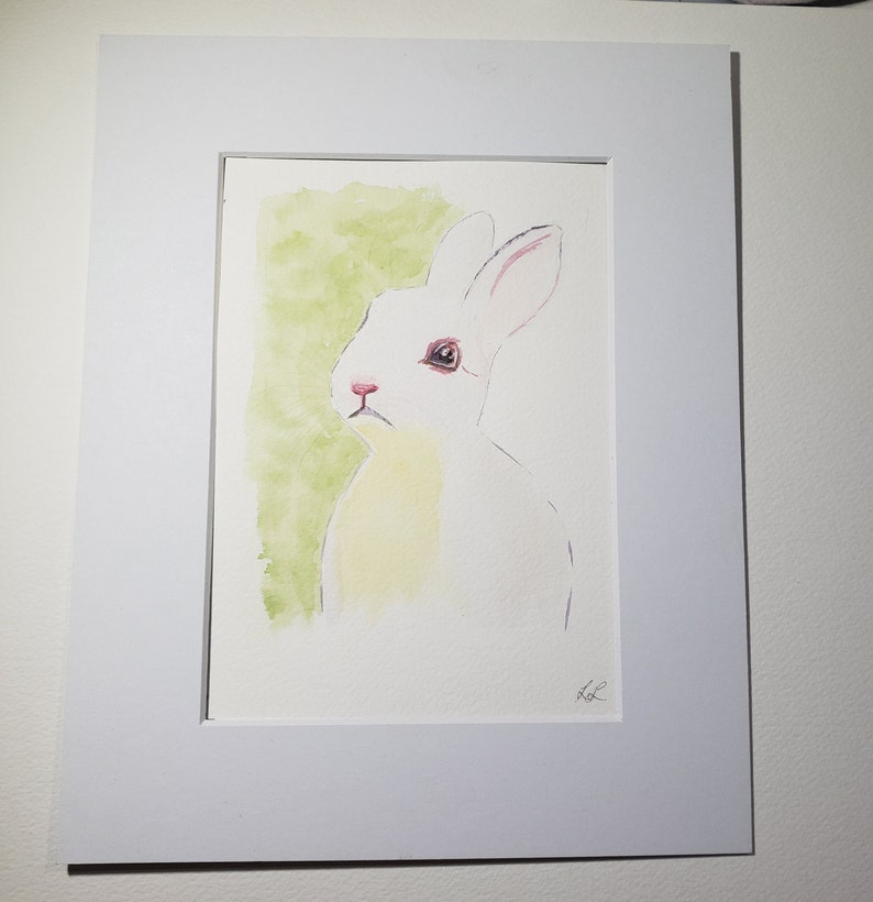 White Rabbit Watercolor Painting Handpainted Rabbit Animal Art Original ...