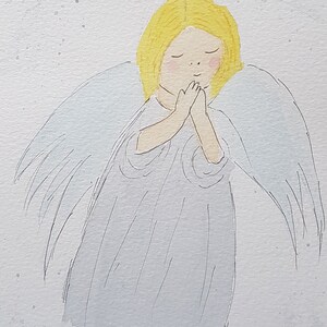 Handpainted Praying Angel Line and Wash Art Original Angel Painting ...