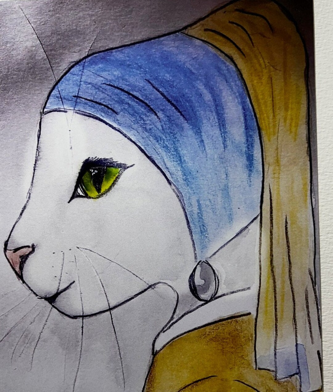 Cat With the Pearl Earring A5 Print Cute Cat Print Cute Girls Room ...