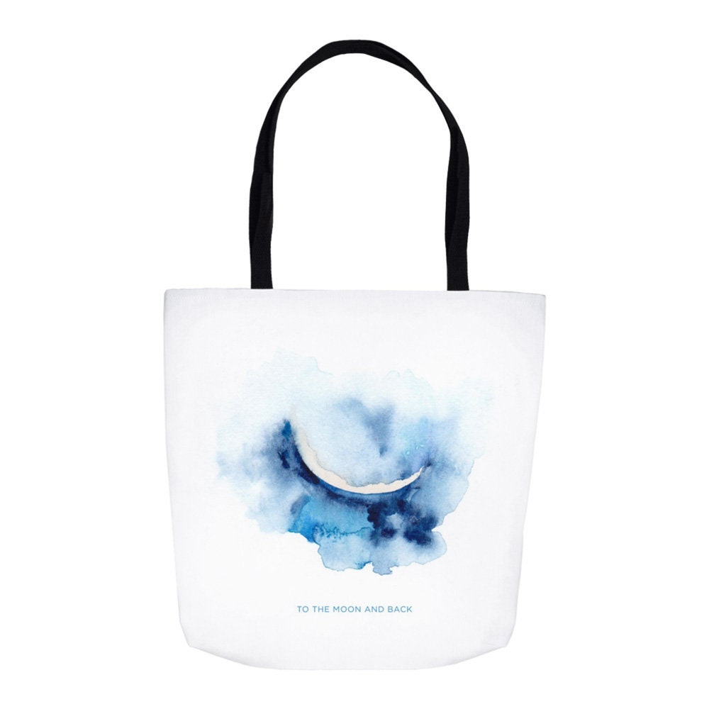 Crescent Moon Phase Tote Bag, Moon Fashion, One of a Kind Watercolor ...