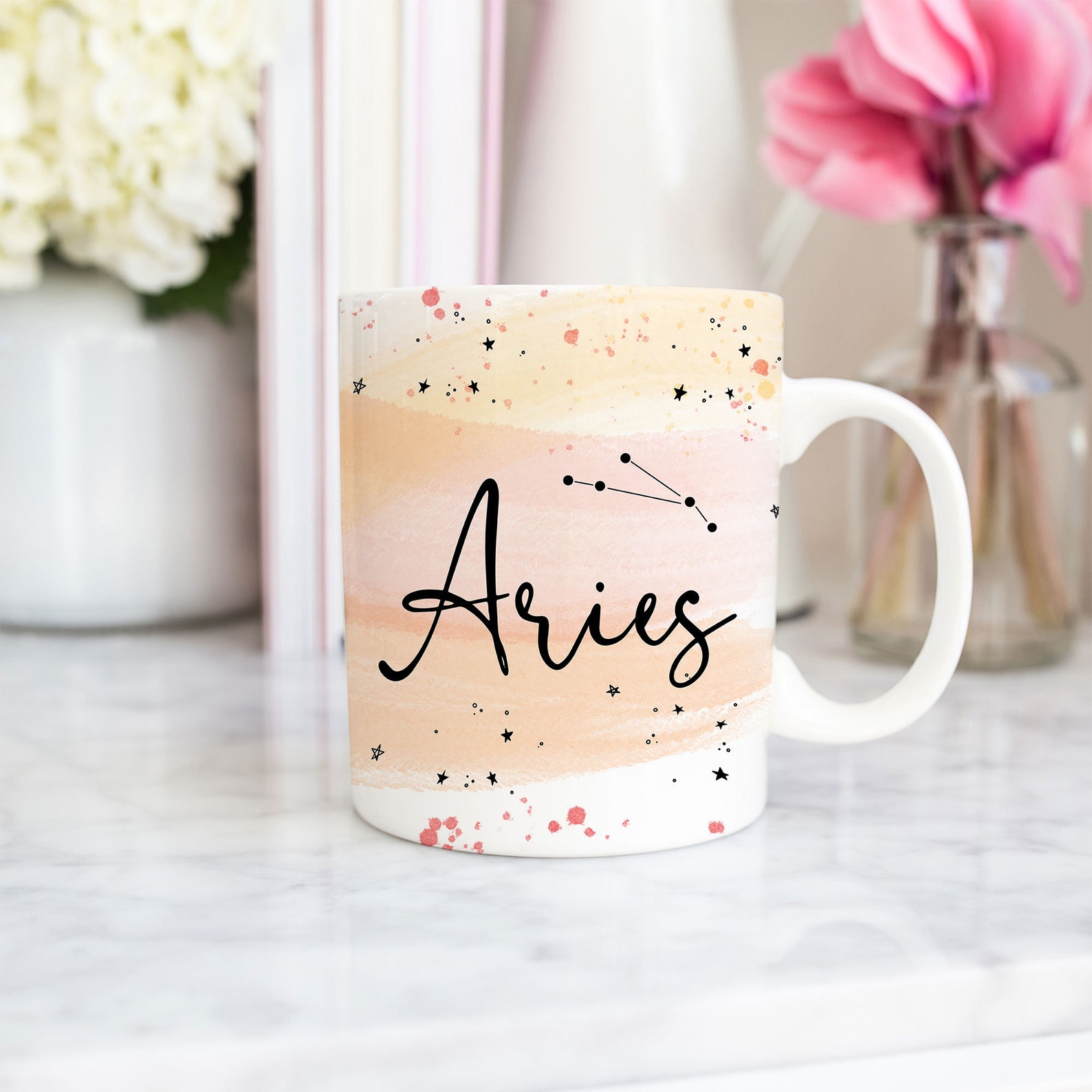 Aries Astrology Ceramic Mug, Zodiac Mug, Watercolor Mug, Astrology ...