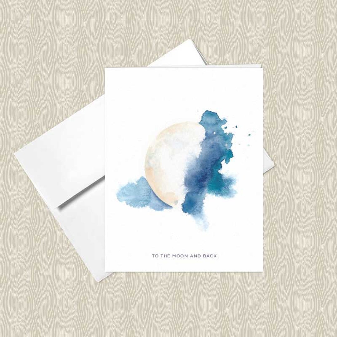 Mystic Moon Watercolor Greeting Cards – Set of 4, Celestial Notecards ...