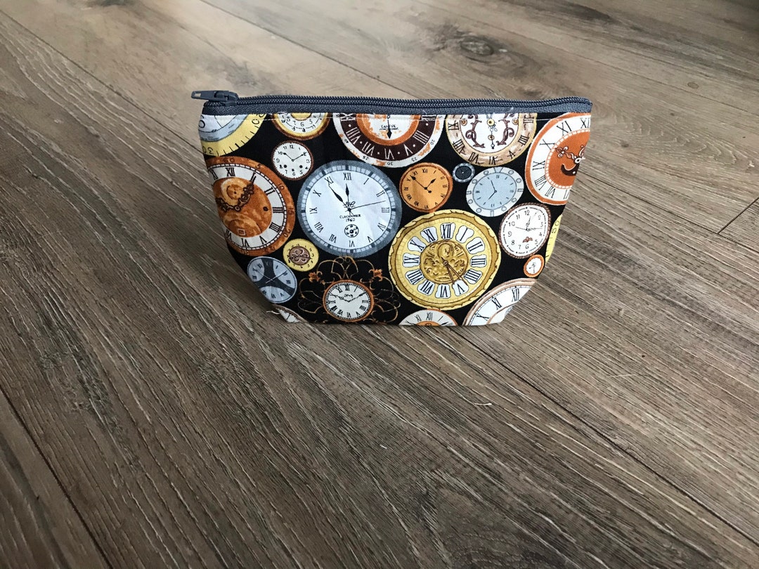 Clock Pencil Case, Clock Bag, Clock Print, Steampunk Bag, Steampunk ...