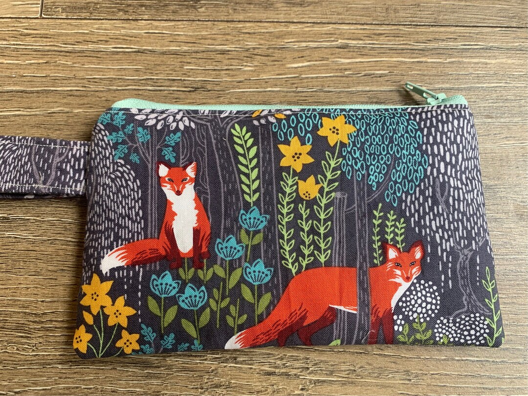 Fox Wrist Bag, Wristlet, Wrist Bag, Small Bag, Fox Print Bag, Fox Print ...