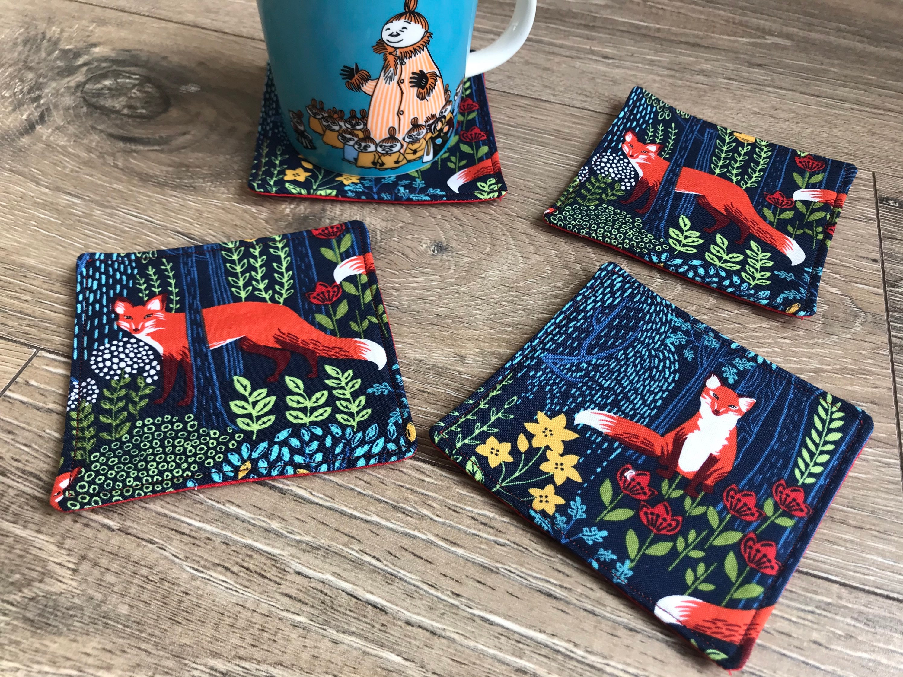 Fox Coasters, Fox Print, Fox Gift, Fabric Coasters, Fox Decor, New Home ...