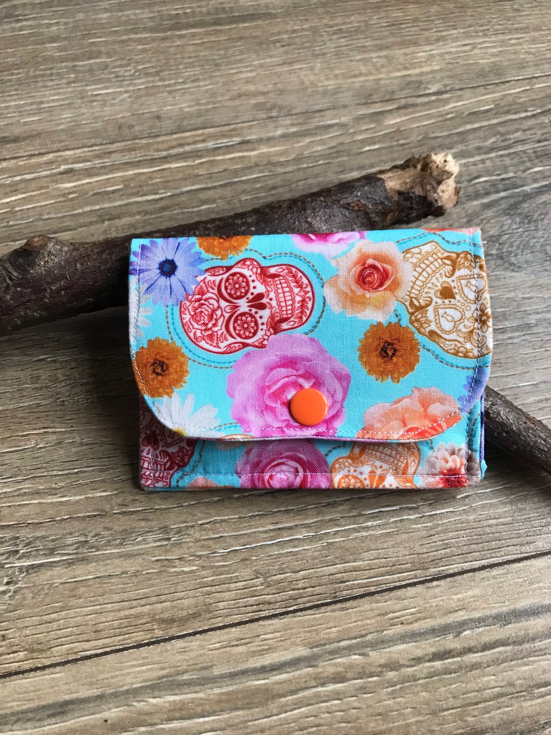 Skull Card Purse, Small Purse, Card Holder, Rose Purse, Skull Wallet ...