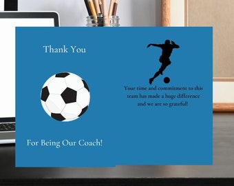 Thank You Soccer Coach Card Printable - Etsy