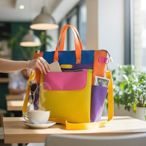 Colour Block Bag, Bag,colourful Handbag,rainbow Backpack,rainbow ...