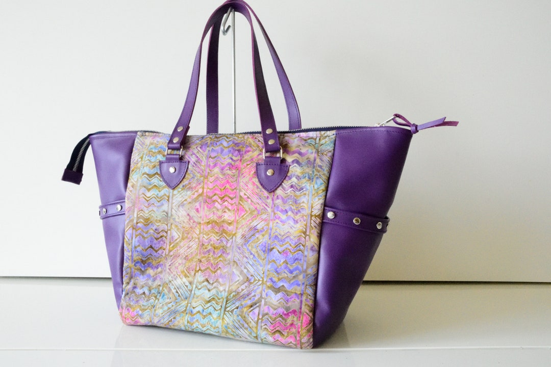 Purple Leather Tote,purple Leather Bag,purple Leather Handbag,leather ...