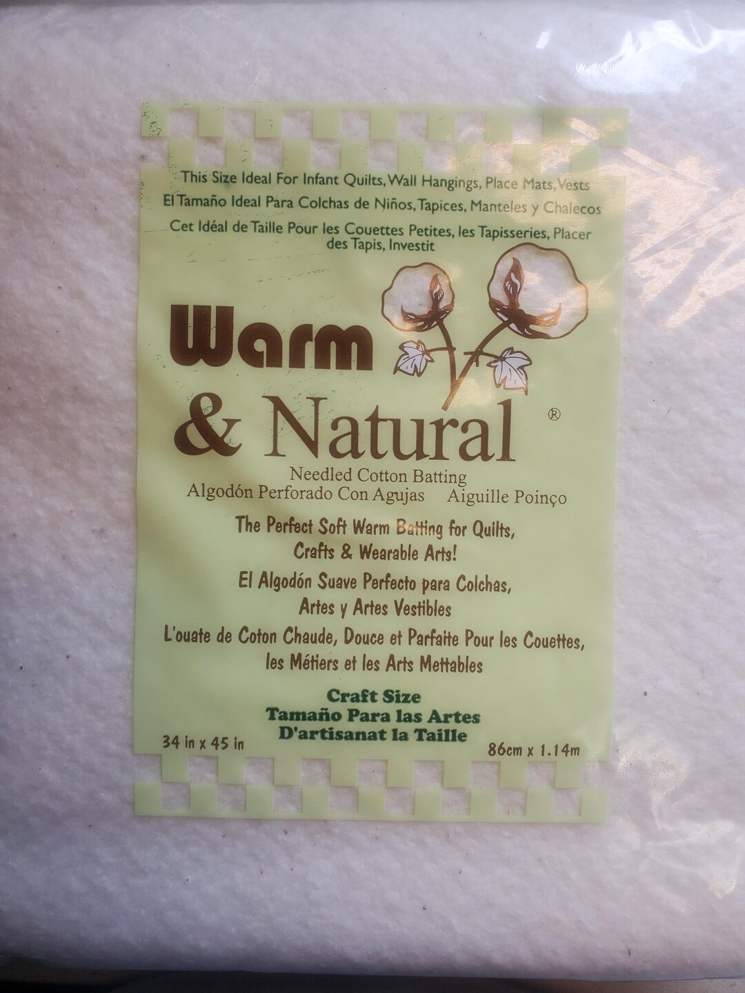 Warm & Natural Durable Cotton Batting 34" X 45" - Etsy