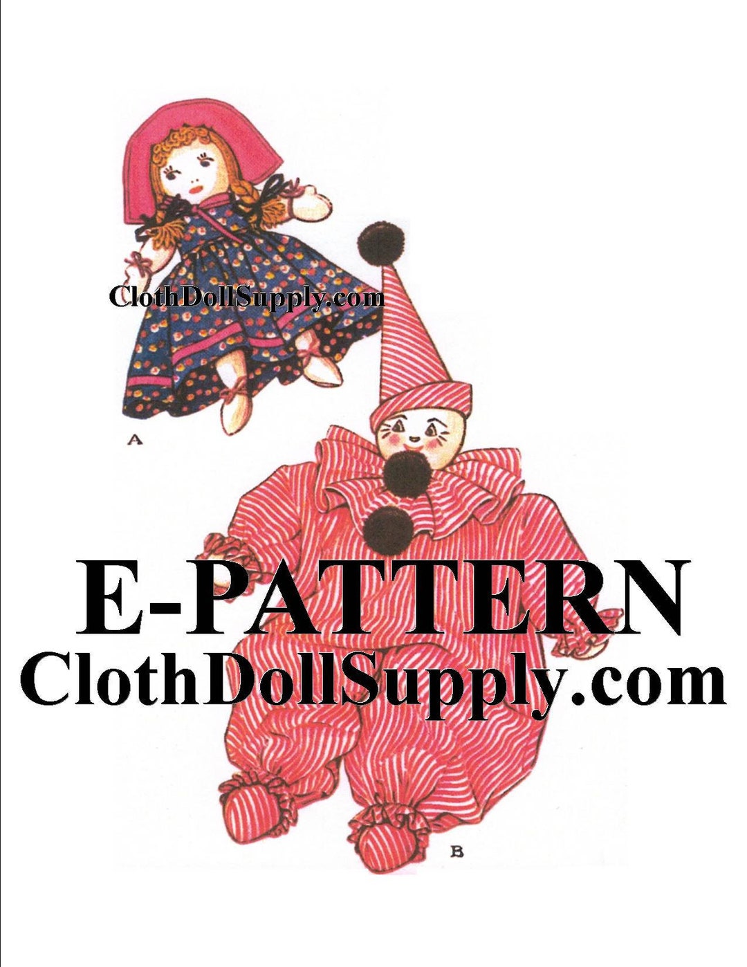 E-pattern – Girl & Clown Two Sock Dolls Sewing Pattern #EP 894 - Etsy