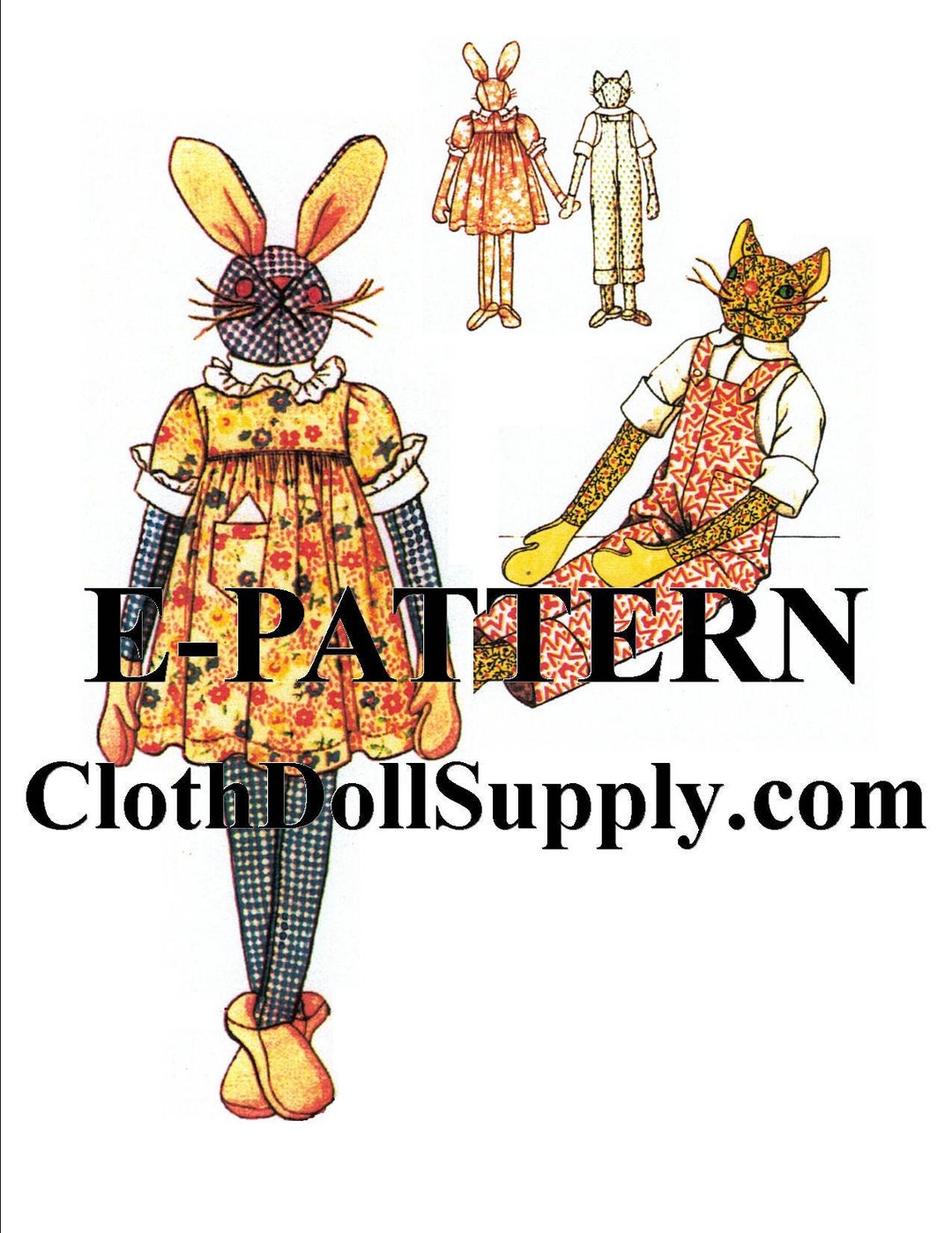 E-pattern – Long Legged Rabbit & Cat Pals Sewing Pattern #EP 156 - Etsy
