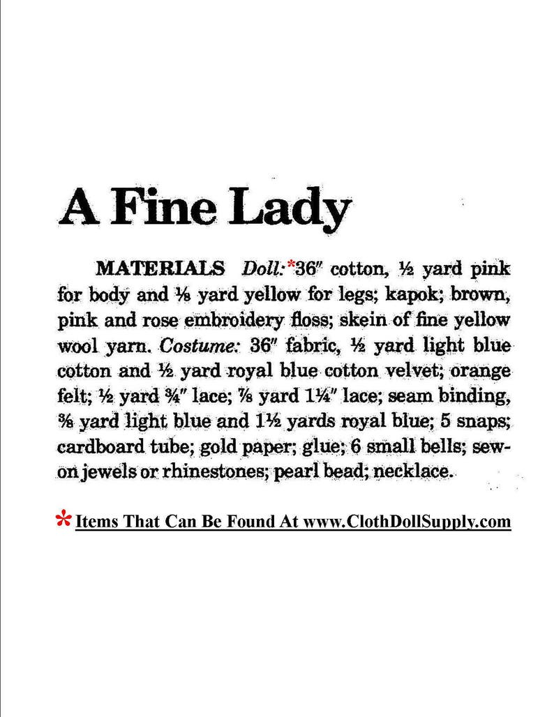 E-pattern A Fine Lady Mother Goose Rhyme Sewing Pattern EP - Etsy