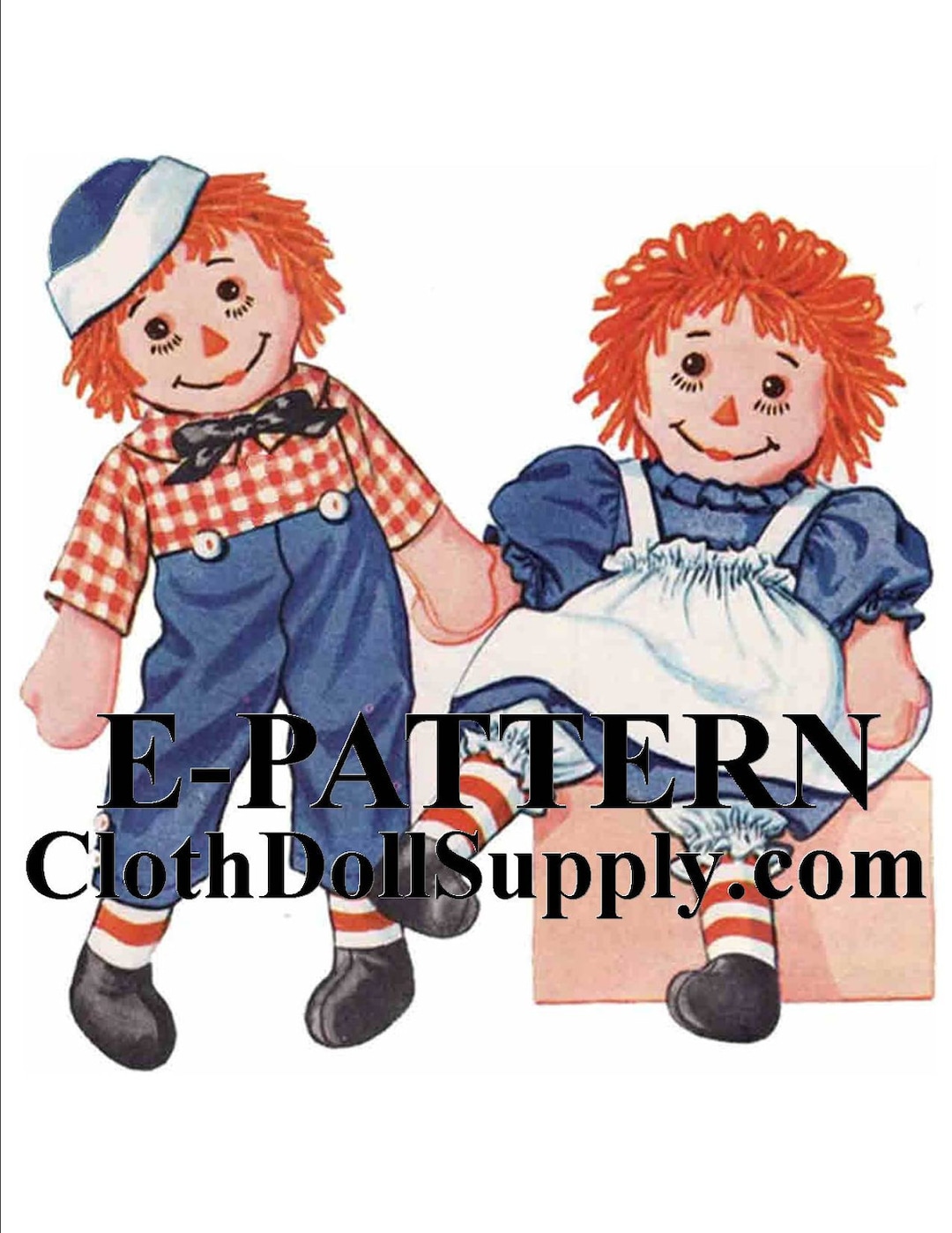 E-pattern – 36-inch Large Raggedy Ann & Andy Doll Sewing Pattern #EP ...