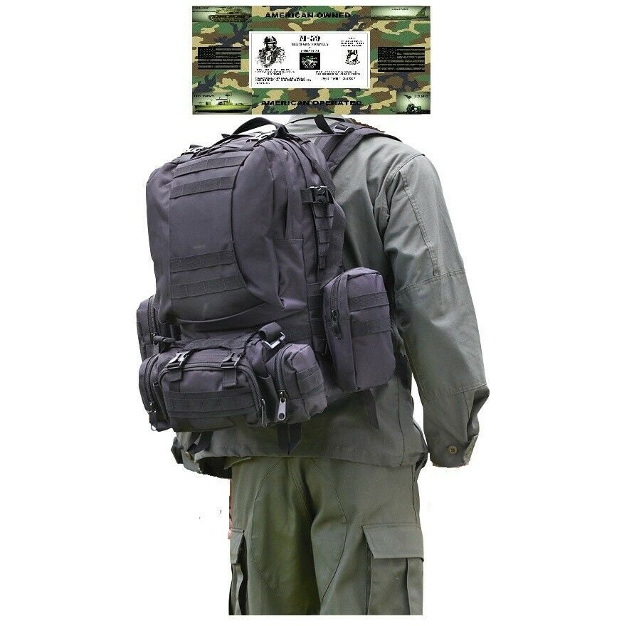 4 Piece Molle Back Pack Olive Drab or Black Your Choice new Free Cook ...