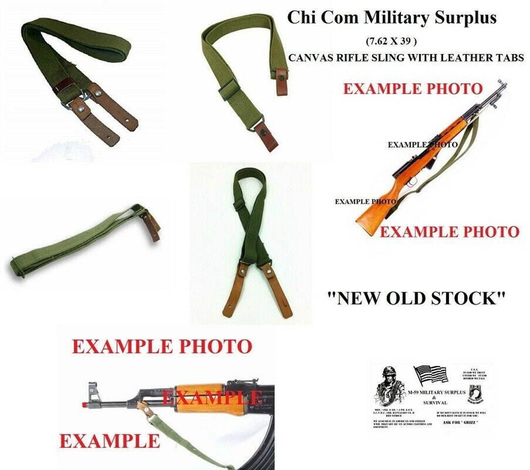 Chicom 7.62X39 Adj. Green Canvas Rifle Sling With Leather - Etsy
