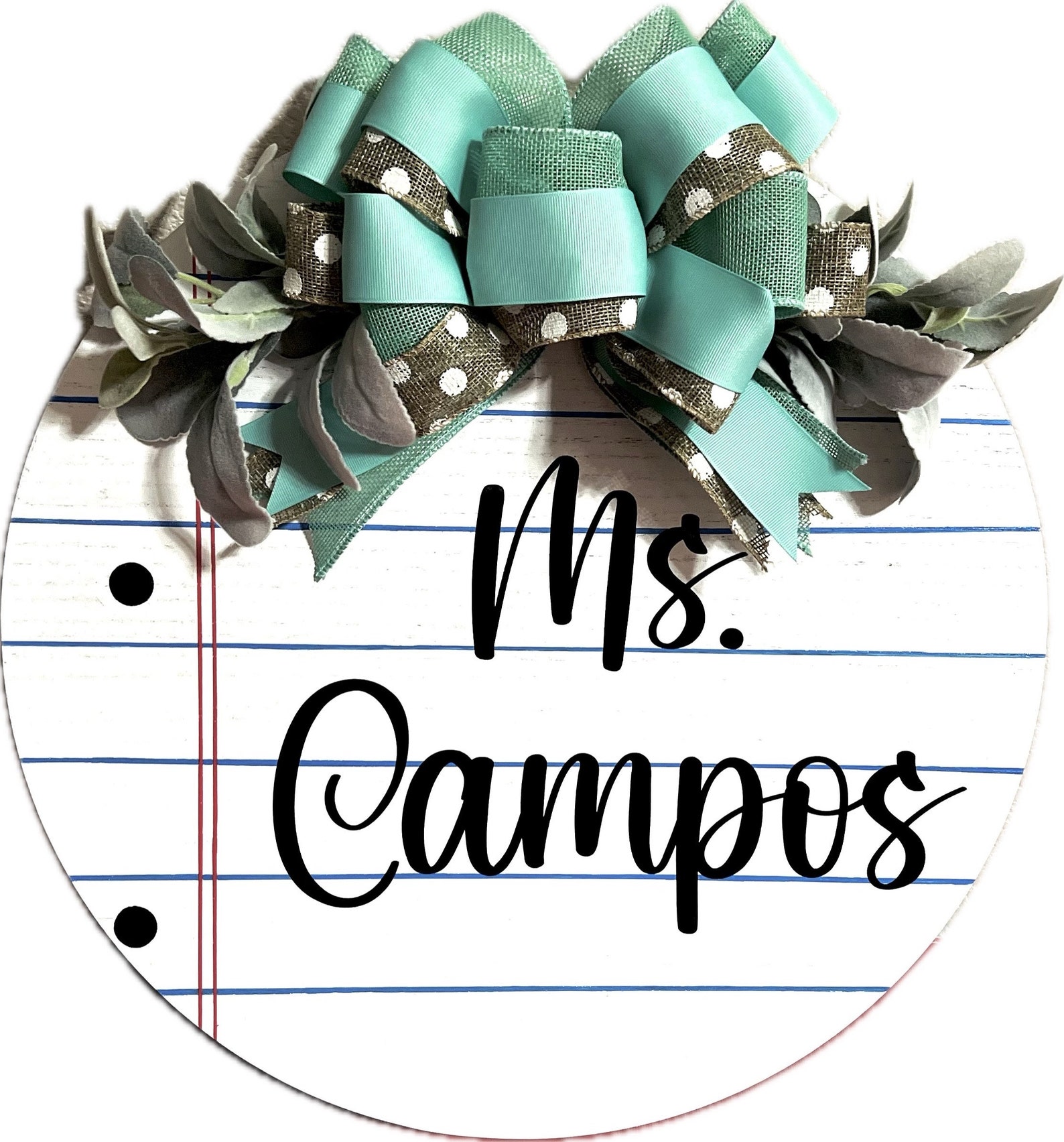 Lined Paper Personalized Wood School Classroom Door/sign - Etsy