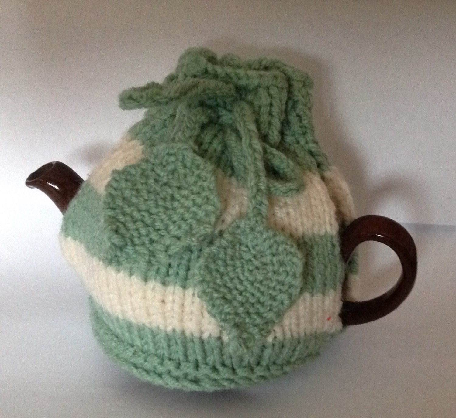 Small Green Stripe & Leaf Tea Cosy - Etsy