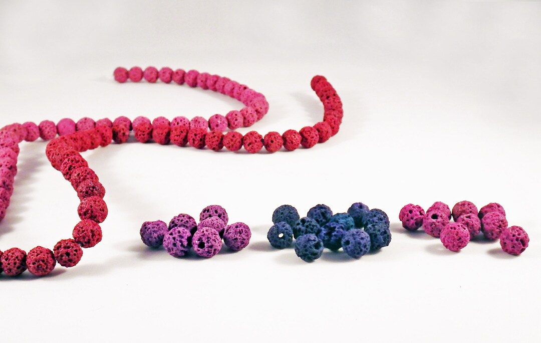 ALV2 25 Roche Lava Pearls 5 Colors Red Red Mauve Violet Volcano / 25 ...