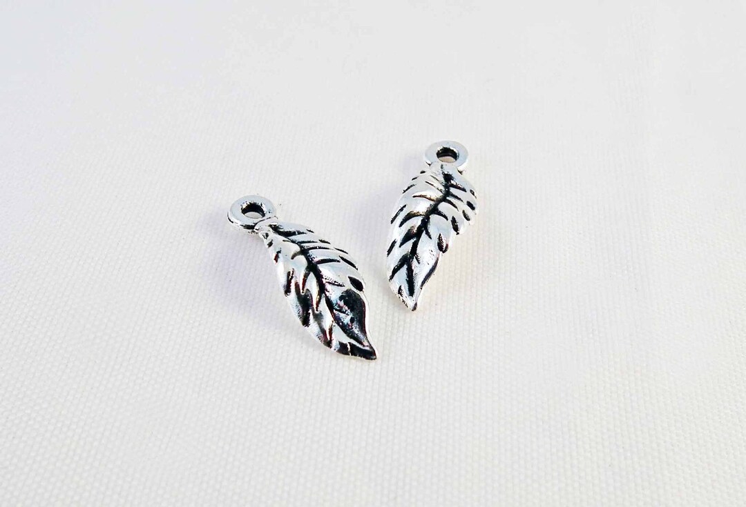 CFB10 Lot of 10 Small Charms Rounded Leaves of Ageing Silver - Etsy