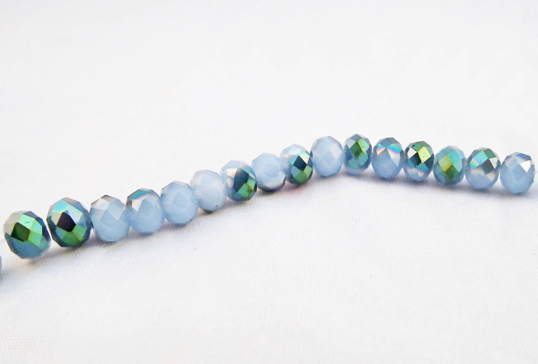 INV163 Raras 15 perlas preciosas 6X4mm azul azul BicolorEd Cendre polvo ...