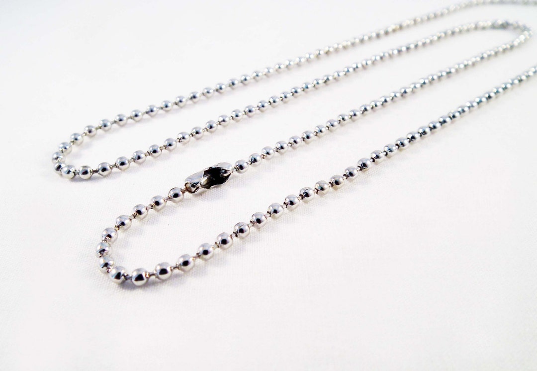 SP18 - Stand Necklace 50 Cm or 60cm or 65cm Balls Beads Silver Chain ...