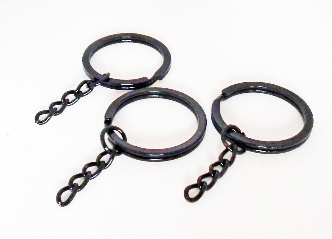 A10192 - Black Key Ring and Chain / Key Chain Ring Black - Etsy