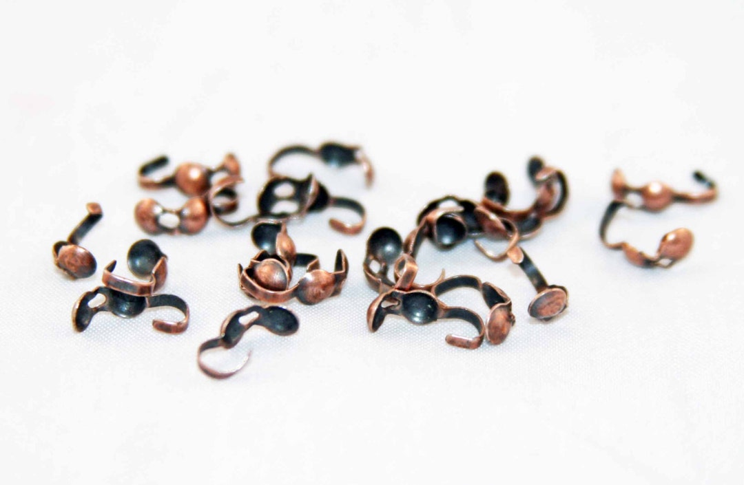 CEF21 - Lot of 10 Red Copper Clamp Bead Tips Hide Knots, 9x5mm. - Etsy