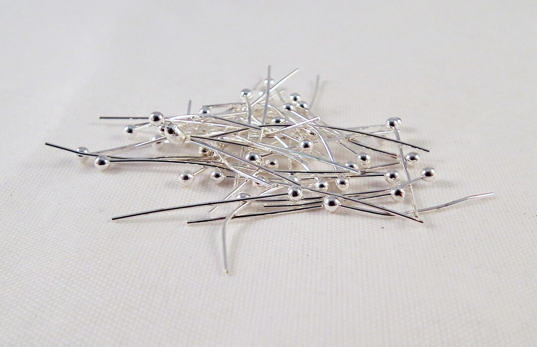 CL61 Set of 20 Nails 2cm Shiny Silver Plated Bead Head - Etsy