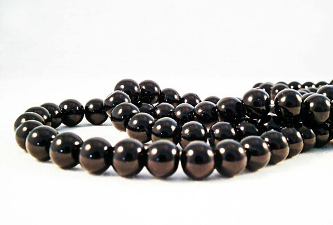 PD21 - 10 Pearls Round in Mythical Black Pearl Glass 4mm 6mm 8mm in ...