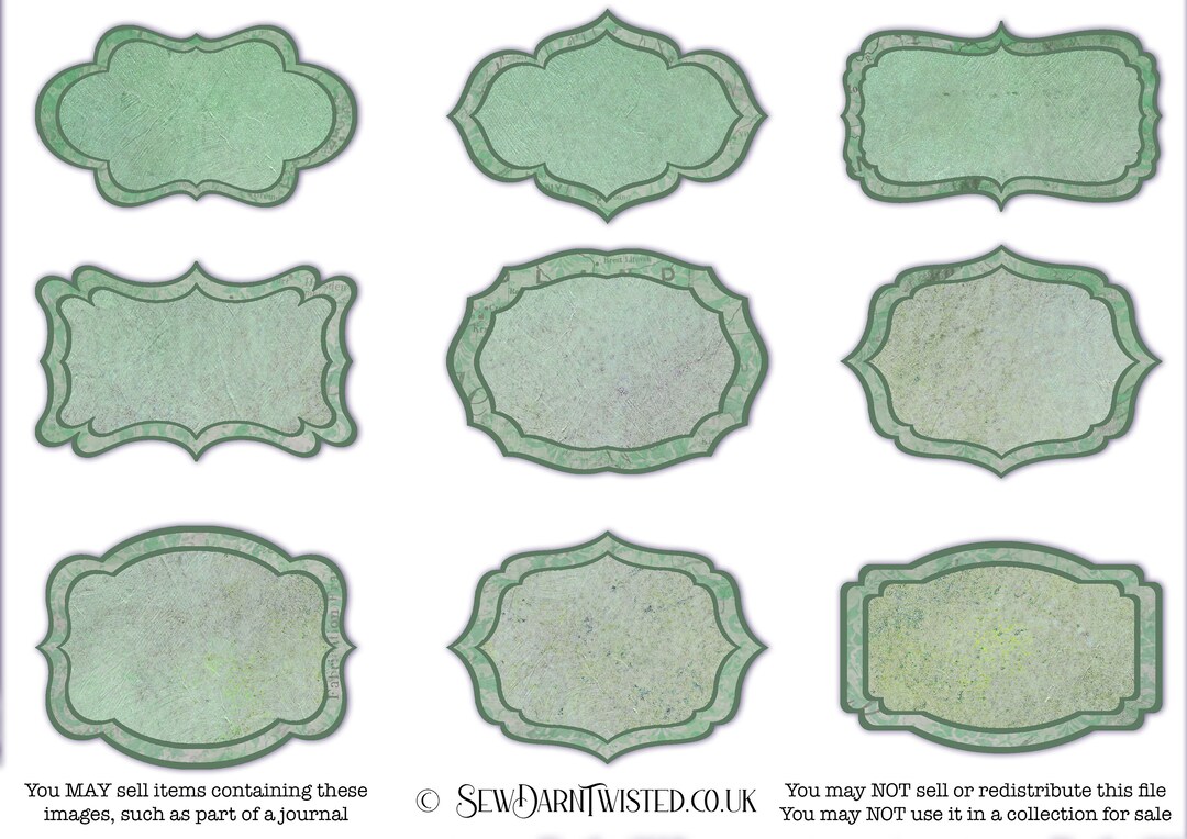 Vintage Jade Mint Green Ephemera Labels for Junk Journals ...